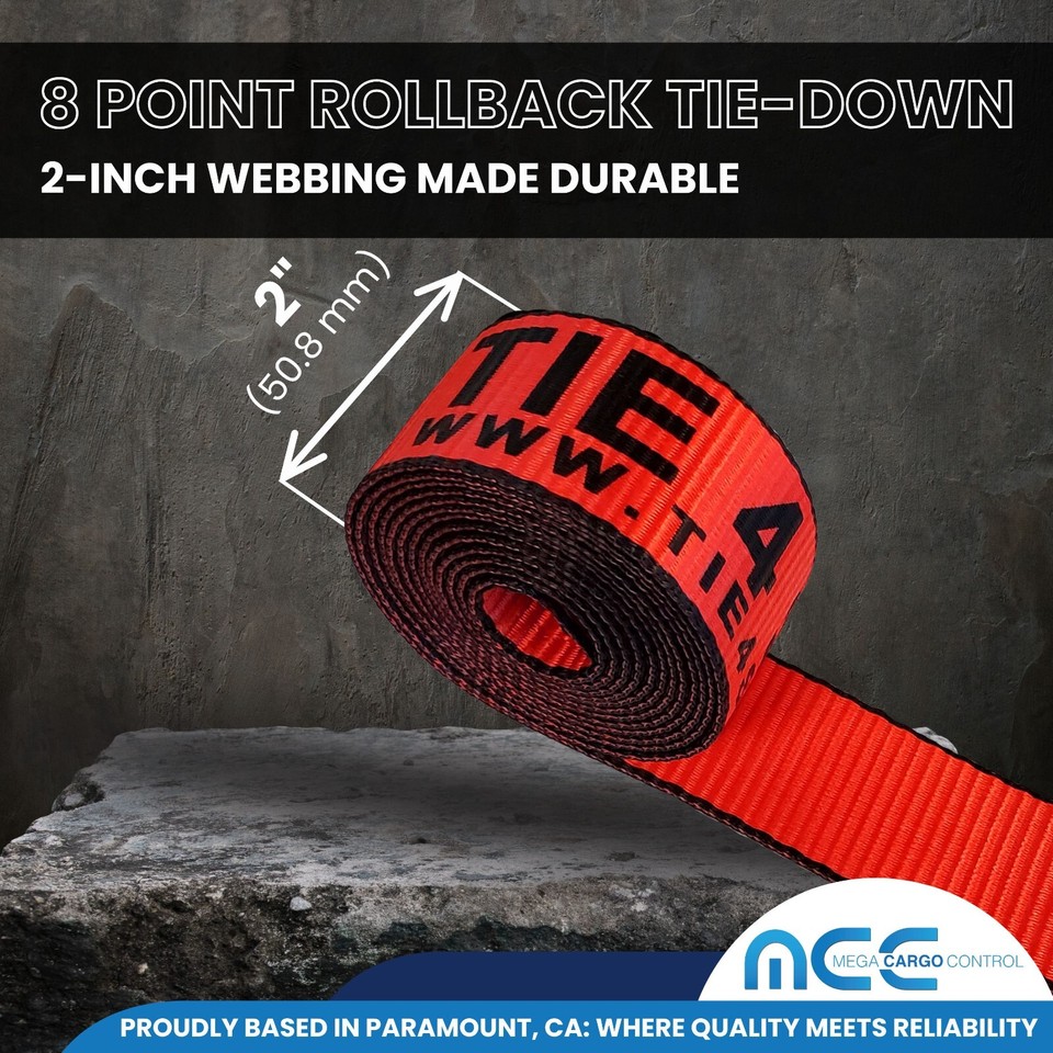 2" x 14' 8 Point Rollback Tow Truck Tie Down System w/Chain End Towing ...