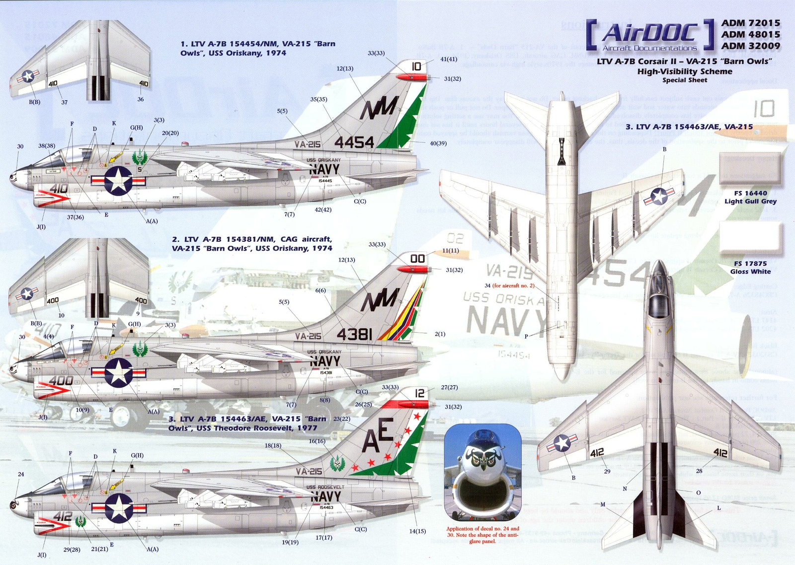 AirDoc Decals 1/32 LTV A-7B CORSAIR II VA-215 "Barn Owls" High ...
