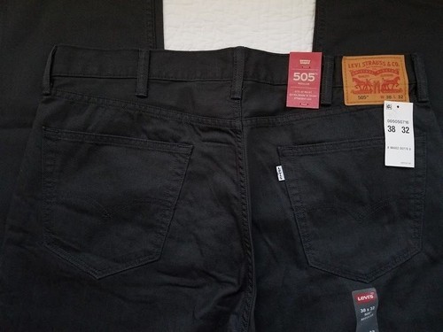 NEW Men's Levis 505 Regular Jeans Straight Leg 005050716 Dark Gray Red ...