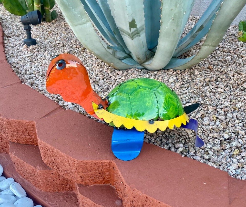 Metal Multicolor Large Turtle Yard Art Garden Decor | eBay
