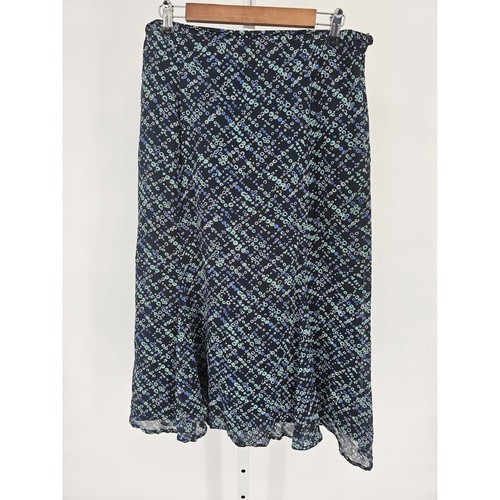 JM Collection Womens Sz 14 Midi Length A Line Skirt Blue Black Dots ...