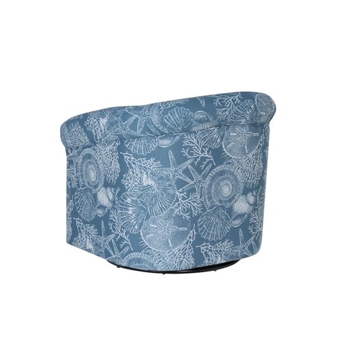 Homesphere Furniture Upholstered Swivel Club Chair - Blue Seashell ...