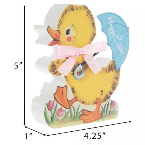 Happy Easter Duck Wood Easter Tabletop Decor 5" | eBay
