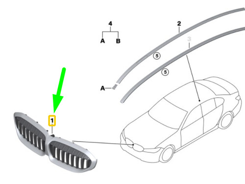 BMW 3 G20 FRONT M UPPER KIDNEY GRILLE 8075666 51138075666 19-19 NO DUTY ...
