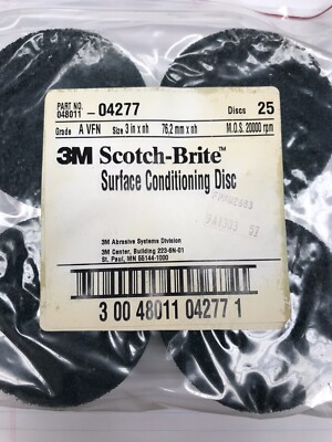 25 pcs. 3M #048011-04277 3” BLUE HOOK & LOOP SURFACE CONDITIONING DISC ...
