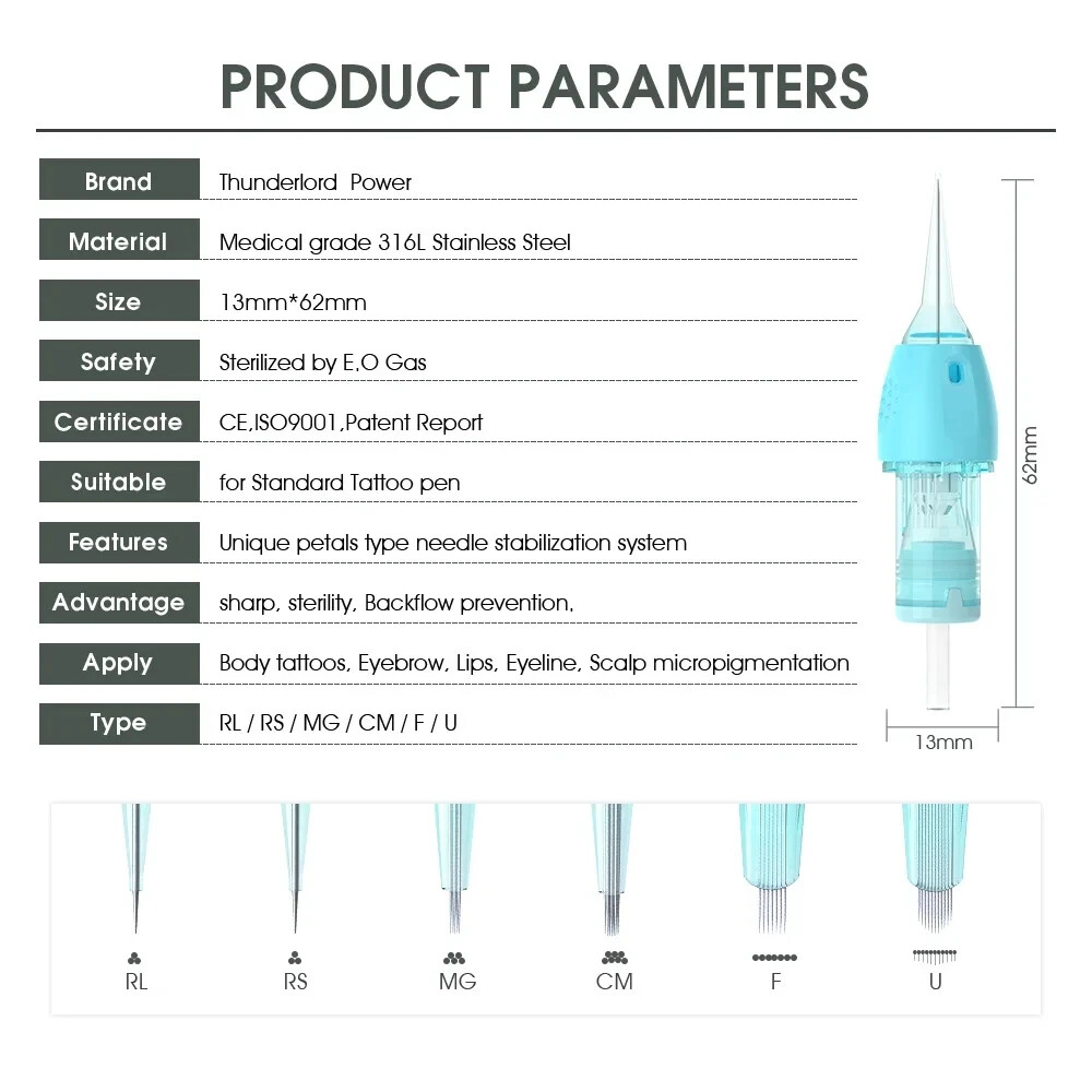 20pcs Tattoo Cartridge Needles Disposable Sterile Membrane System For ...