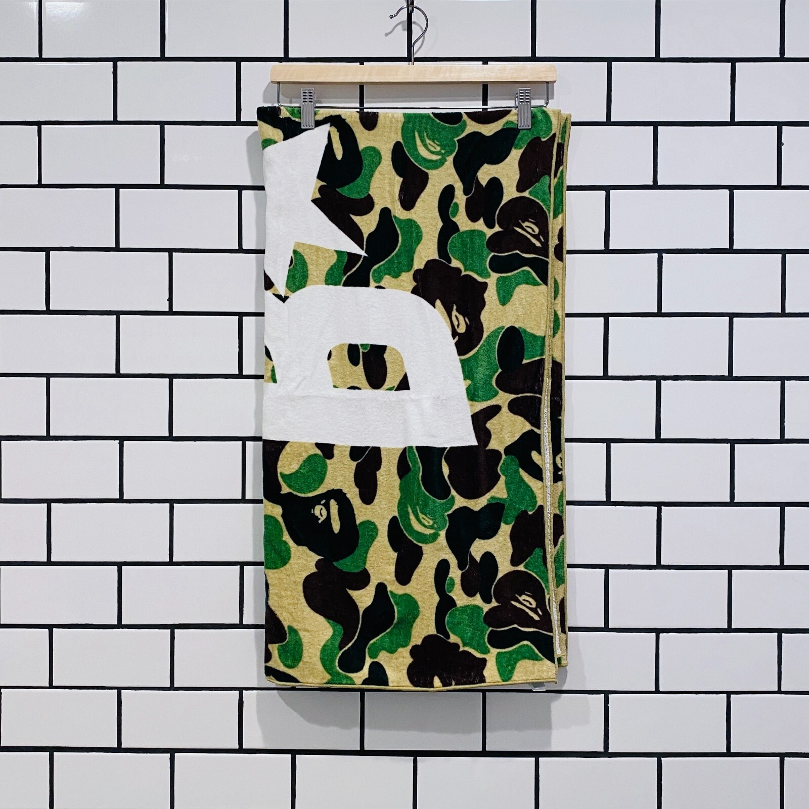 A BATHING APE BAPE ABC CAMO BAPE STA BEACH TOWEL GREEN CAMO STORE ...