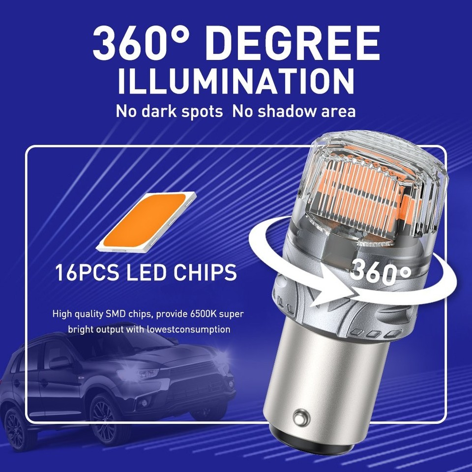 Yellow 1157 LED Bulb Universal Brake Turn Signal Tail Parking Stop ...