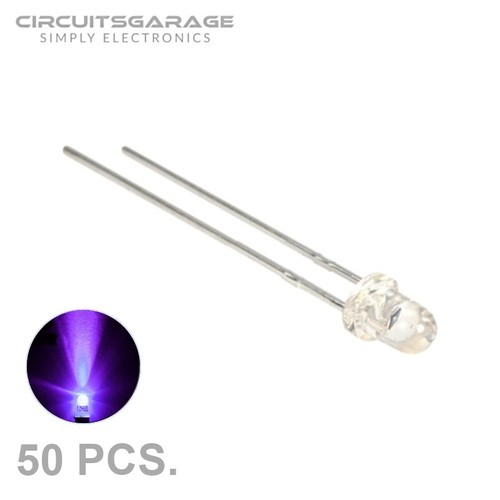 50 X 3mm Ultra Bright Water Clear Ultraviolet UV LED Light Emitting ...