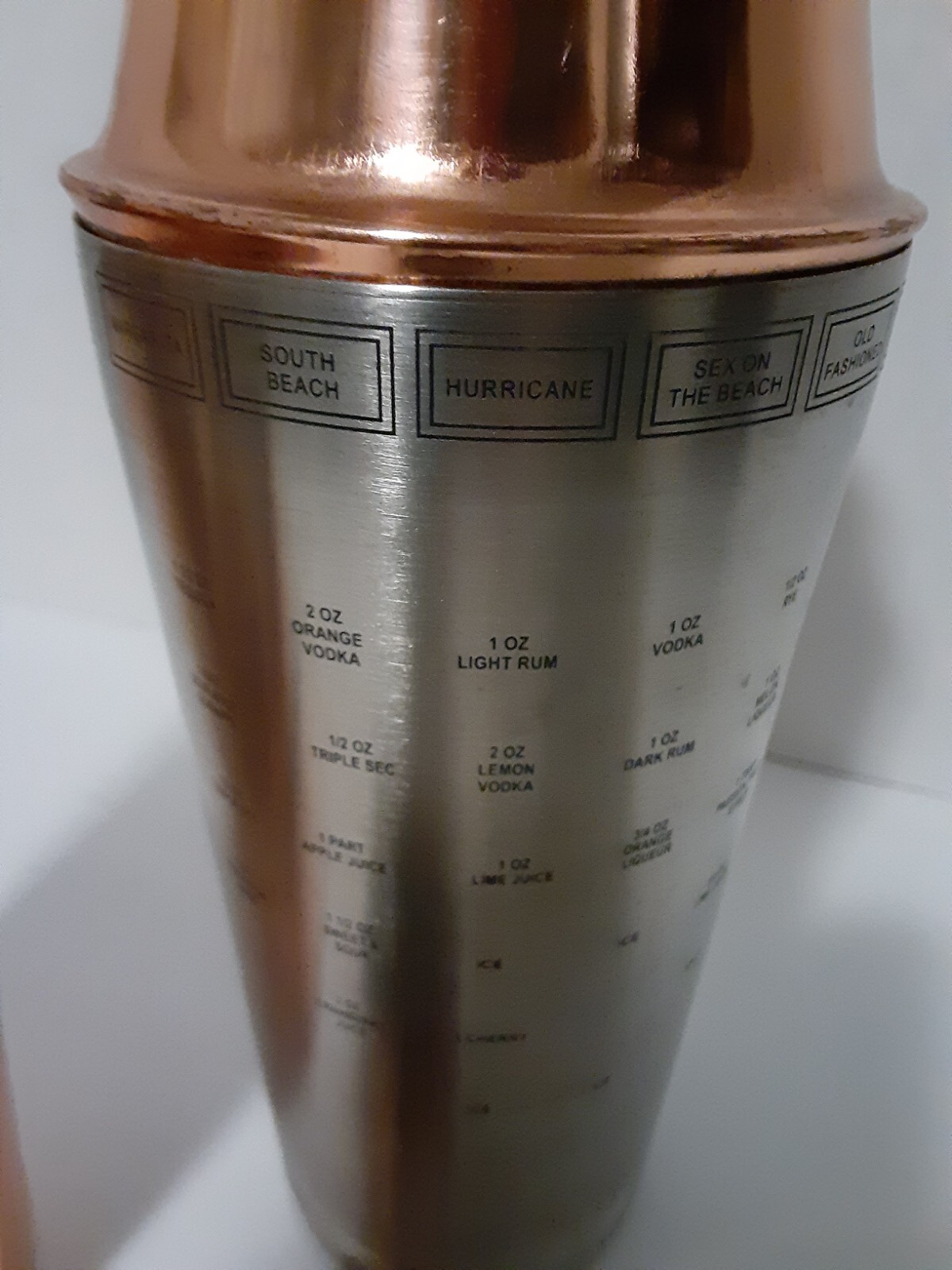 Crofton Copper Cocktail Shaker Stainless Drink Recipe Twist Dial A ...