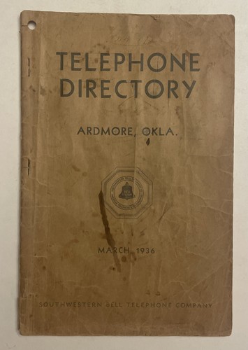 1936 Ardmore , OK Southwestern Bell Telephone Directory | eBay