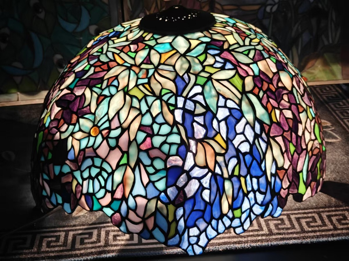 Reproduction Lamp Shades Reproduction Glossy Teal & White Cased