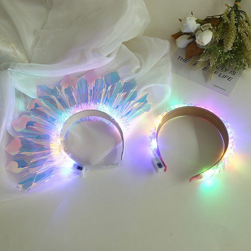 Happy New Year Crown LED Light Up Headband Glowing Hair Hoops Flashing ...