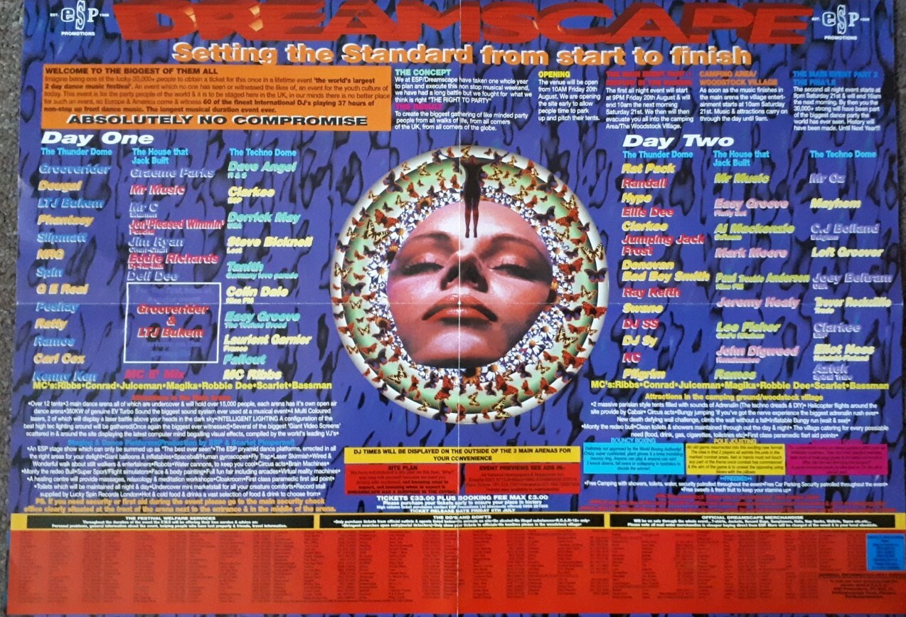 Dreamscape Esp Woodstock 20/23 August 1993 @ Fen Farm Rave Flyer ...