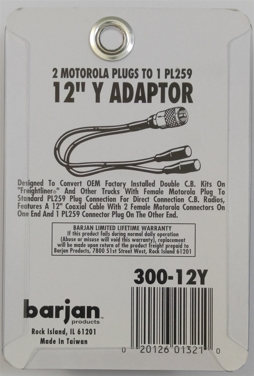 Barjan 300-12Y 1ft CB Radio Cable Adapter 2 Female Motorola to PL259 ...