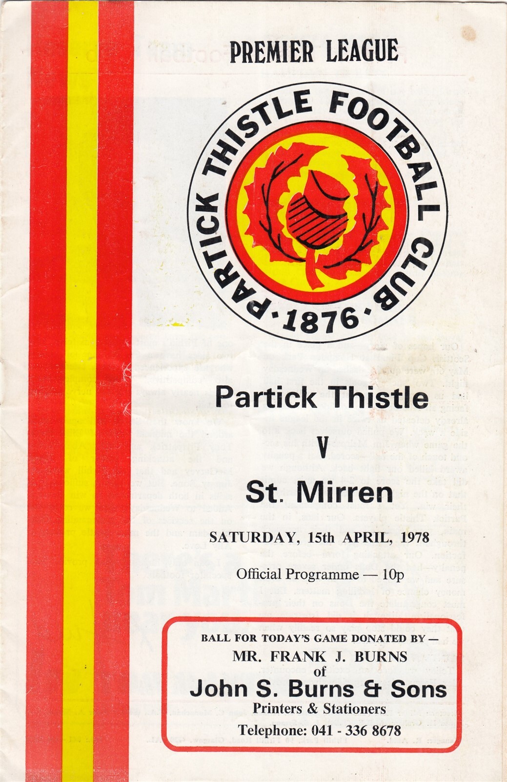 Partick Thistle v St Mirren 1977/8 (15 Apr) | eBay