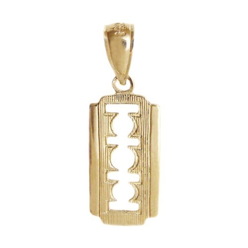 New 14k Yellow Gold Razor Blade Charm Pendant | eBay