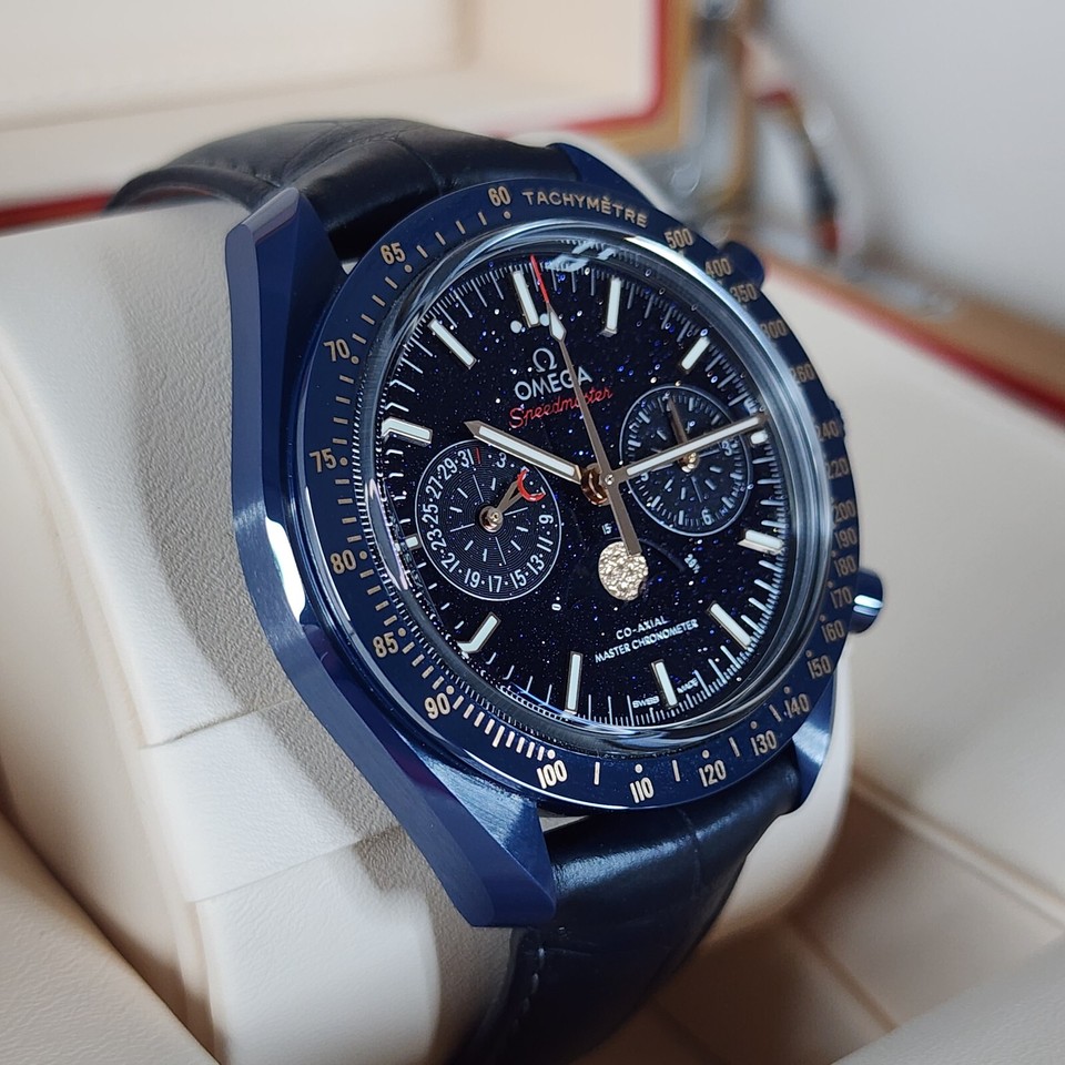 OMEGA SPEEDMASTER 44.25MM BLUE SIDE OF THE MOON CERAMIC AVENTURINE ...