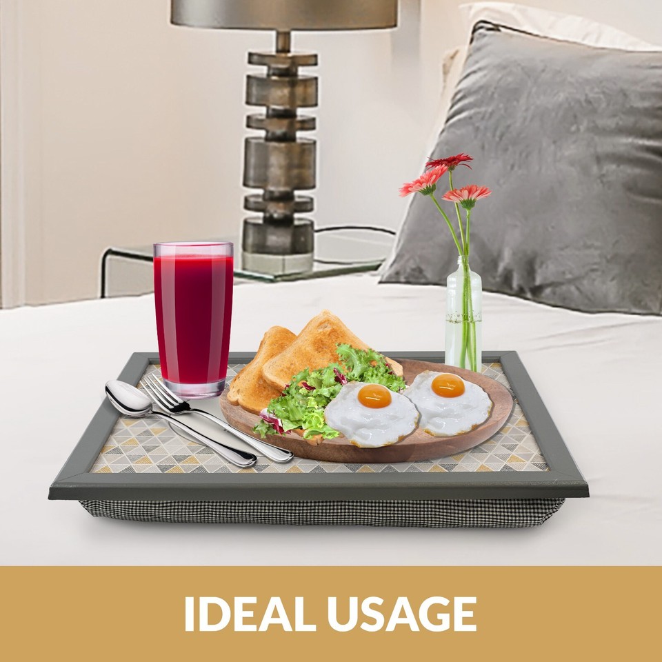 Wooden Soft Padded Cushioned Bean Bag Laptop Lap Tray Dinner Food TV ...