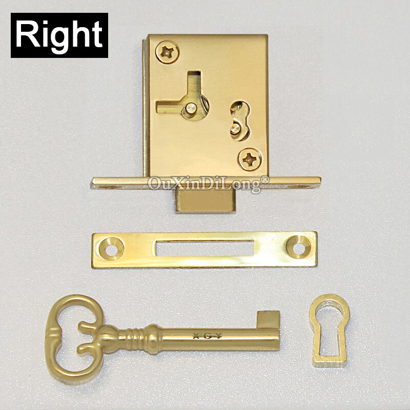 2PCS Antique Pure Brass Drawer Lock Furniture Cupboard Locker File ...