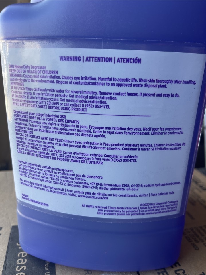 Ecolab Kay QSR Heavy-Duty Degreaser, Food Plant/Industrial Use, 1 Gal ...