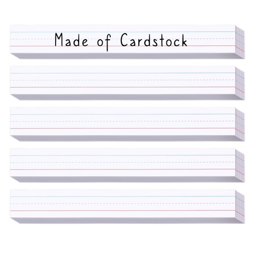White Sentence Strips Cardstock 3” x 24”, Thick Ruled Word Writing ...