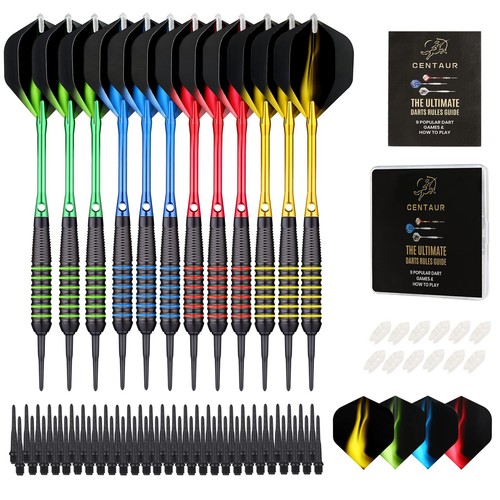 12 Pack Soft Tip Darts, Professional 18 Gram Plastic Tip Dart Sets with ...