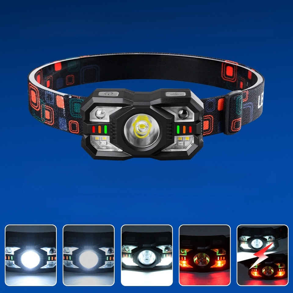 Motion Sensor LED Headlamp XTE Strong Light 6-LED Combination 4 White 2 ...