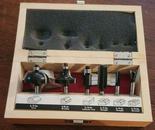 CRAFTSMAN 6 PIECE ROUTER BIT SET IN WOOD BOX! | eBay