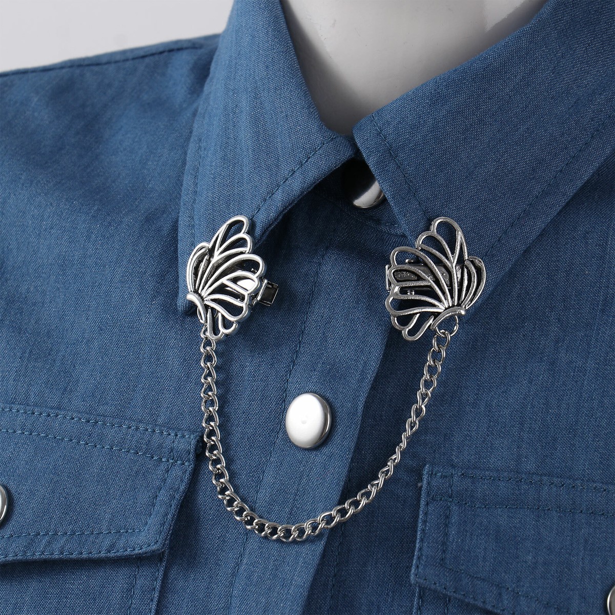 Shirt With Collar Chain Wholesale Gold Color Collar Pin Set, Collar