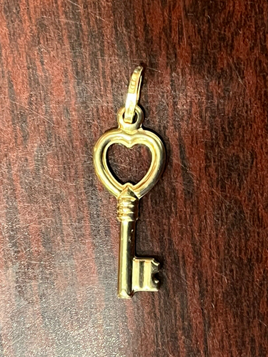 14K Yellow Gold Eterna Gold Heart Skeleton Key Charm | eBay