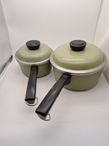 Pair Sears Vintage Cast Aluminum Avocado Sauce Pans With Lids | eBay