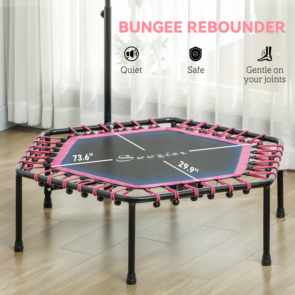 45" Rebounder Trampoline for Adults Quiet Bungee Rebounder with LED ...