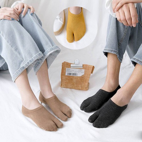 Two-Toe Socks Summer Cotton Socks with Non-Slip Solid Color Couple Low ...