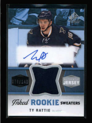 TY RATTIE 2014/15 SP GAME USED INKED SWEATERS ROOKIE JERSEY AUTO #076/ ...