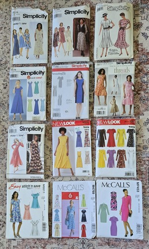 Sewing Patterns ~ Lot of 12 Patterns for Dresses - some vintage - many ...