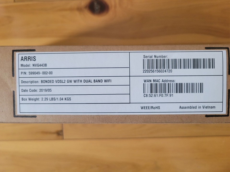 Arris Frontier NVG443B Dual Band Wi-Fi VDSL2 Modem Router Gateway & Cat ...