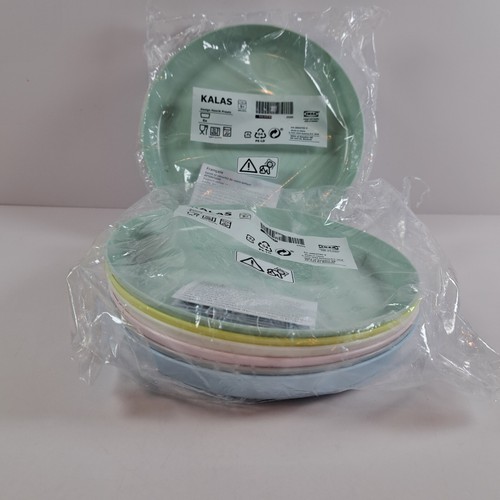 12 IKEA KALAS Food Safe Plates Plastic Baby Kid Dining Pastel Colors ...