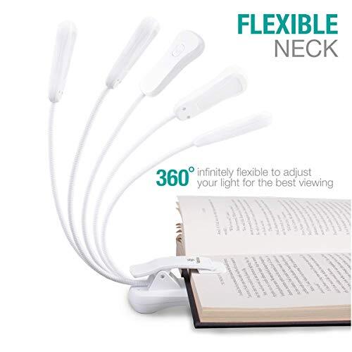 3000K Warm LED Rechargeable Book Light Easy for Eyes Clip on Reading ...