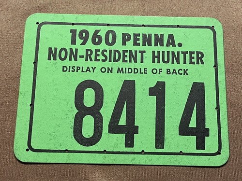 VINTAGE 1960 PENNSYLVANIA NON-RESIDENT HUNTER LICENSE | eBay