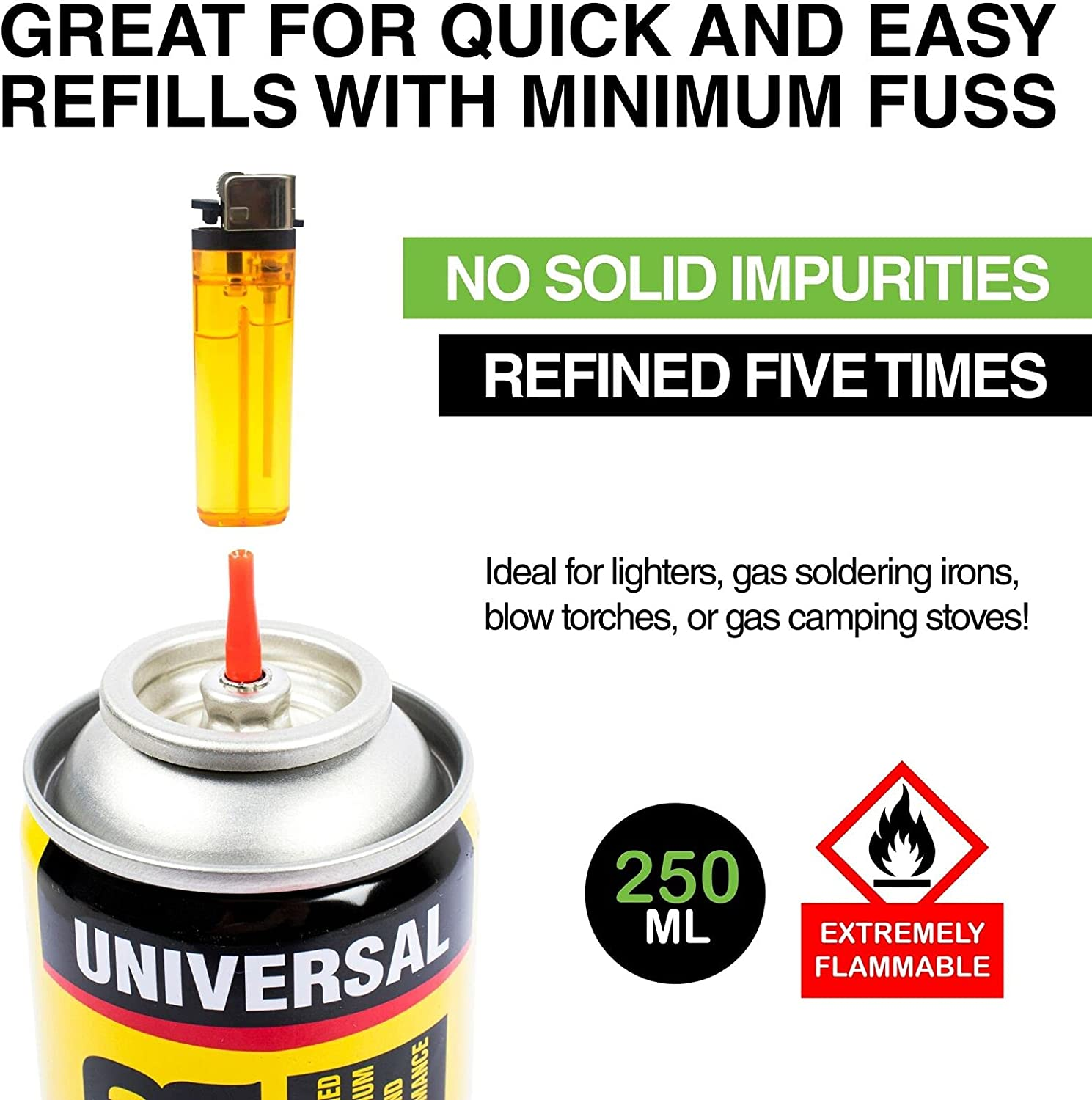 [3PCE] Home Master Gas Lighter Refill Butane, Quick and Easy to Re-Fill ...