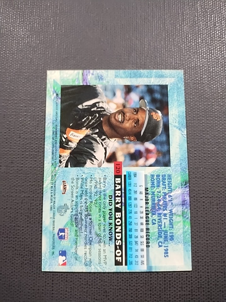 1995 Topps Embossed Silver Barry Bonds #120 San Francisco Giants ⚾⚾💥 | eBay