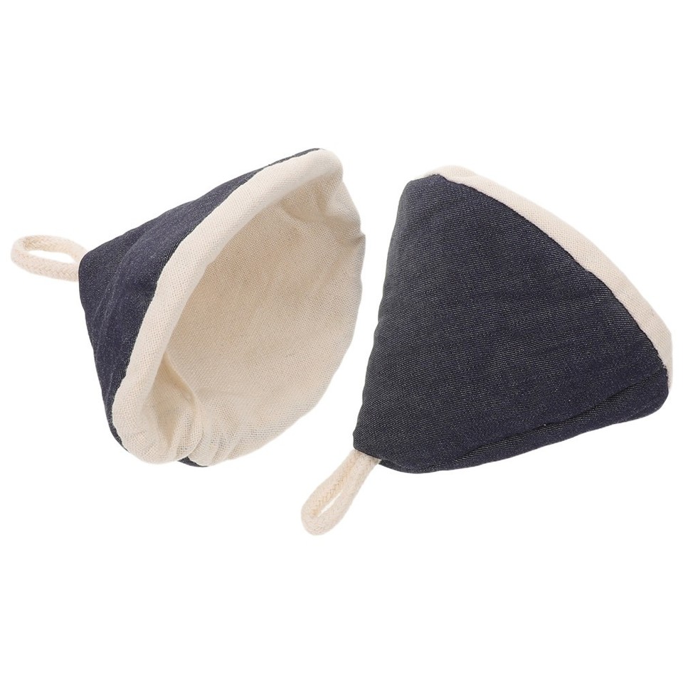 2 Pcs Heat Insulated Cotton Handle Covers Triangle Cast Iron Pot Lid ...