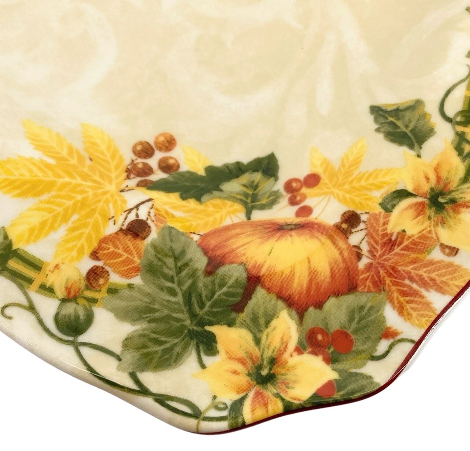 222 Fifth Pumpkin Vine Harvest 2 Tier Square Serving Tray Platter ...