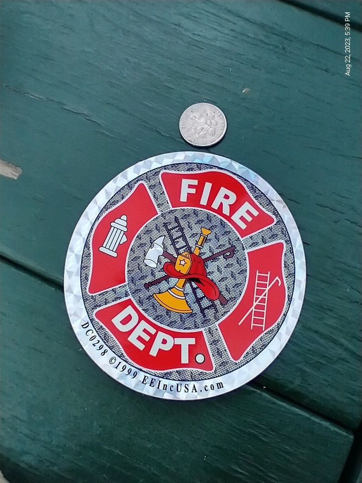 Small 3 inch+ Decal Sticker Reflective Round FIRE DEPT | eBay