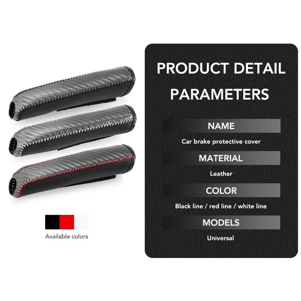 Universal Carbon Fiber Leather Handbrake Cover Car Brake Handle ...