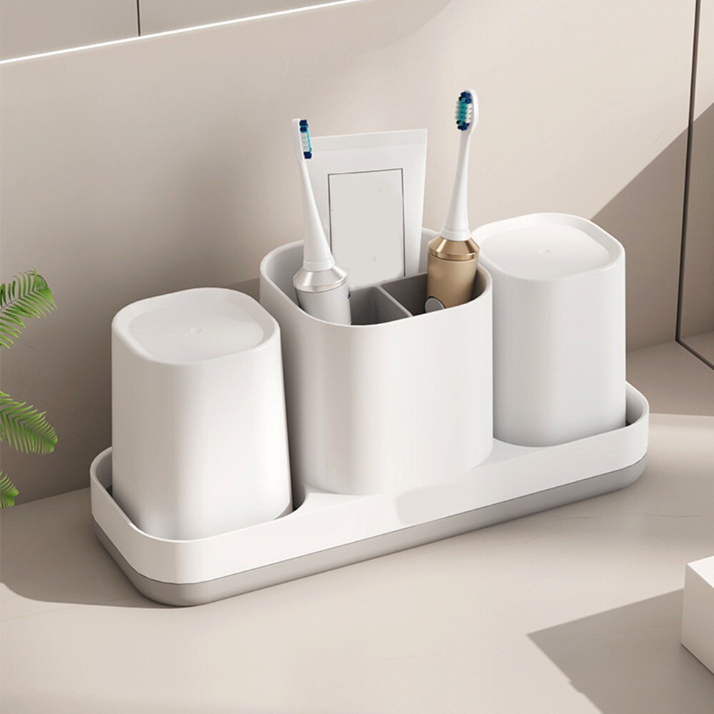 2Pcs No Drilling Toothbrush Rack Plastic Bathroom Storage Organizer ...