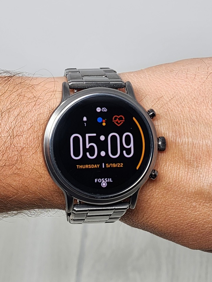 Fossil Smart Watch Mens Carlyle HR 0163 DW10F1 Stainless 44 mm Gen 5 ...