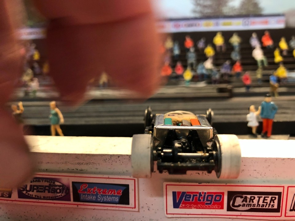 HO slot car, Tyco Pro brass pan 1.7 chassis 9.2 mph, very good ...