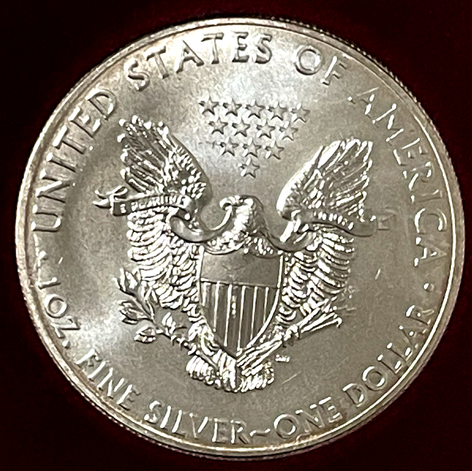 2015 American Silver Eagle 1 oz Dollar Uncirculated BU Coin Maroon ...